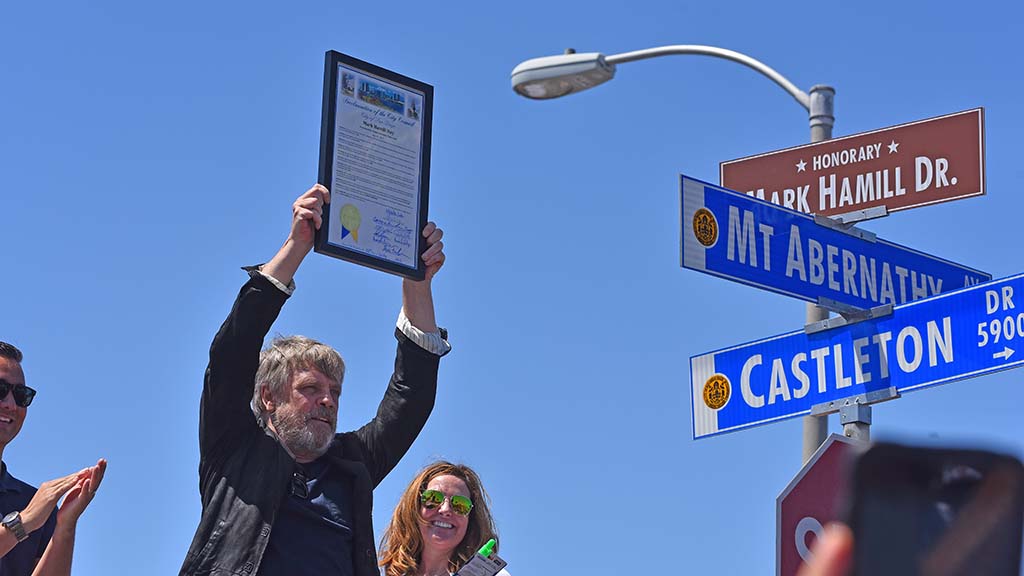 Police Force Is With Mark Hamill, Helping Unveil Clairemont Street Sign