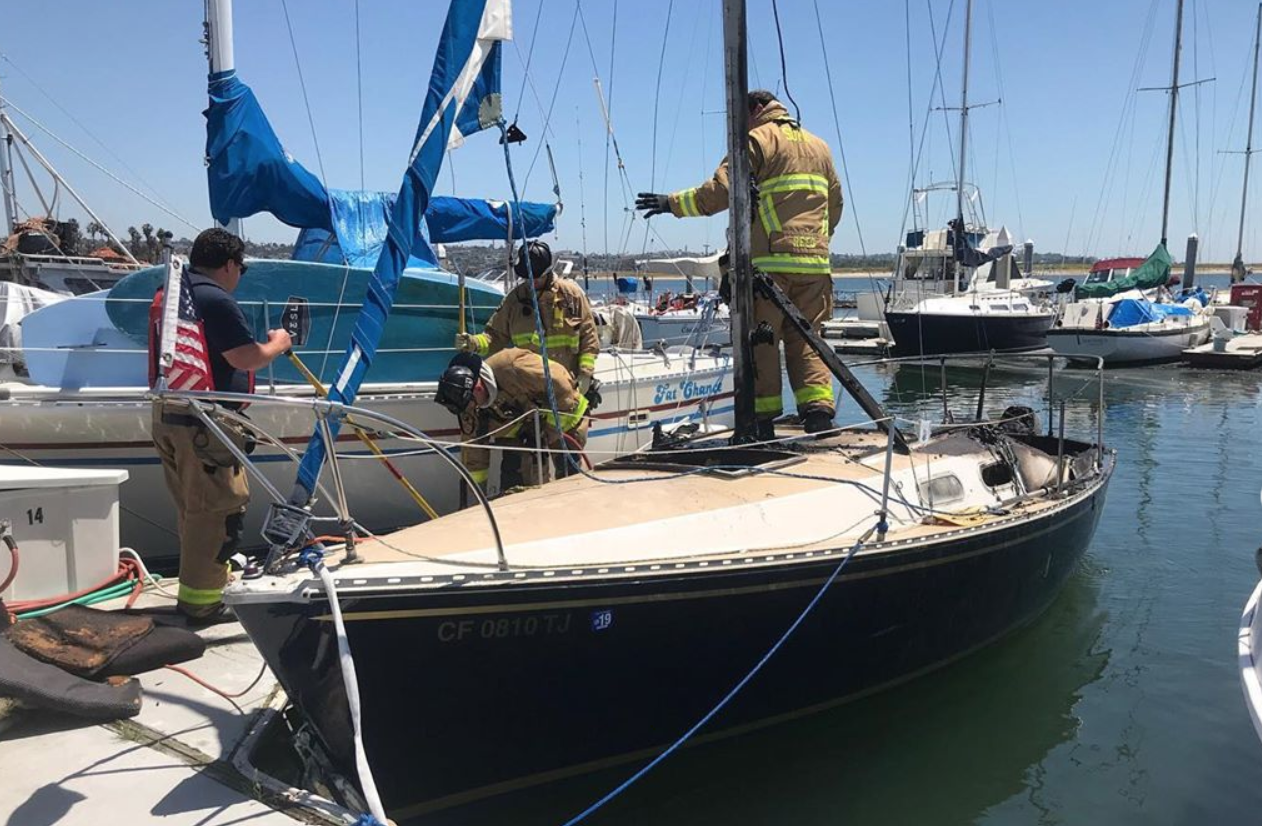 Fire Damages Docked Sailboat at Campland on the Bay - Times of San Diego