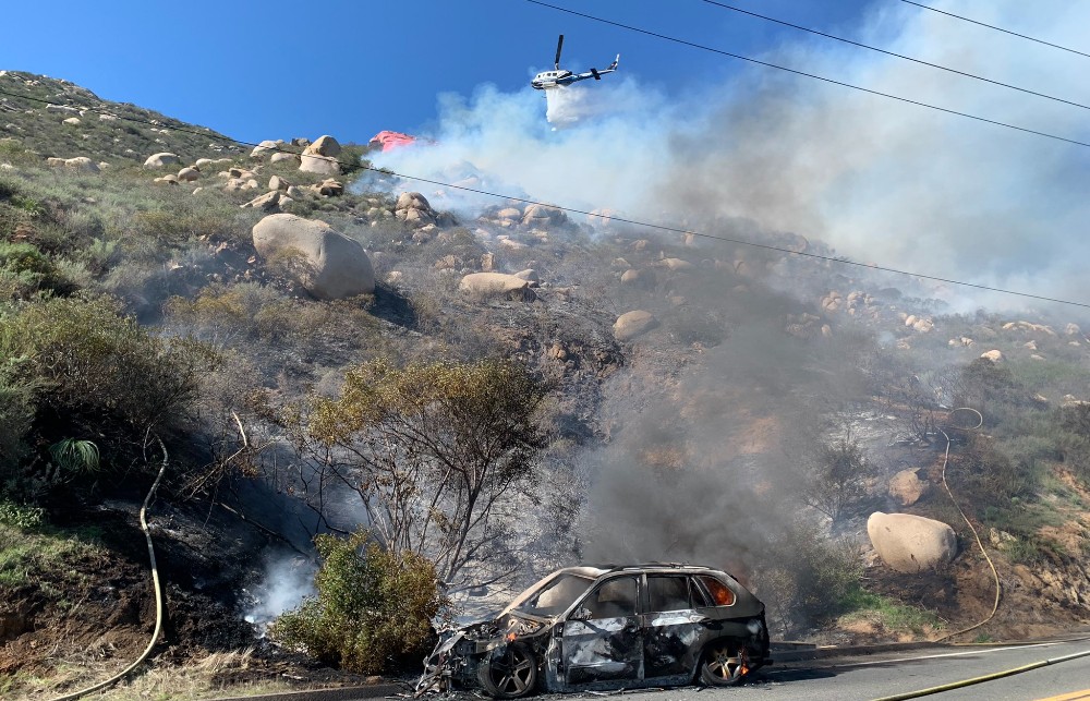 Burning Car Ignites Brush Fire Over Lakeside-Area Hillside Near El ...