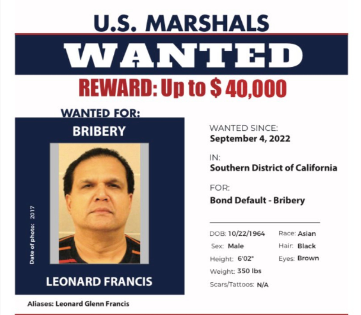 Marshals Offer $40,000 Reward to Find Fugitive Military Contractor 'Fat ...