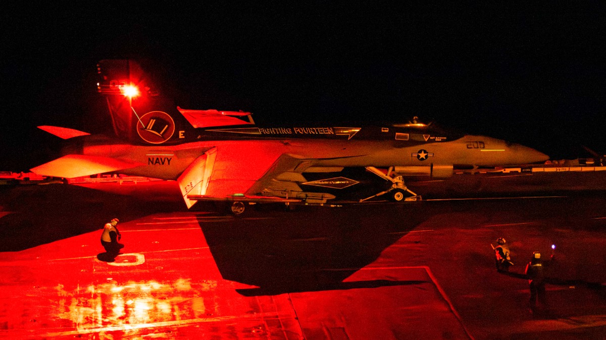 Photo: Night Flight Operations Aboard USS Abraham Lincoln in the ...