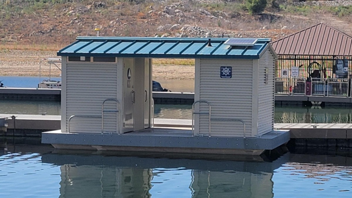 Clean swimming: San Vicente Reservoir gets new floating restroom